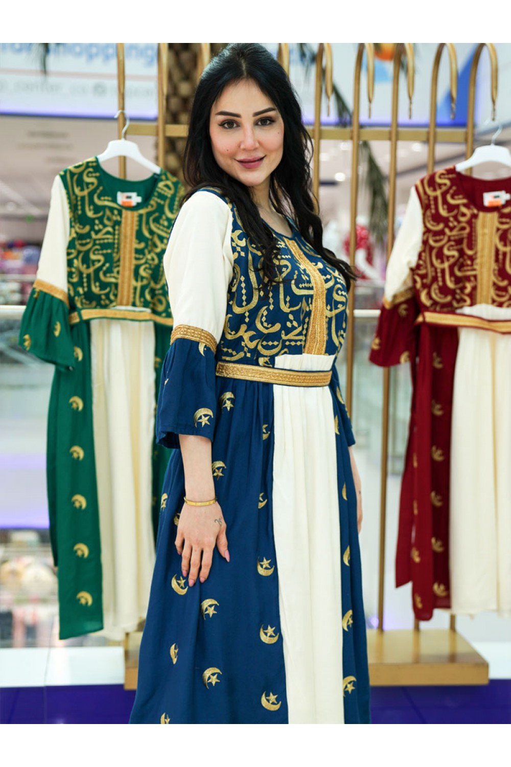 Ramadan galabia decorated with Arabic calligraphy