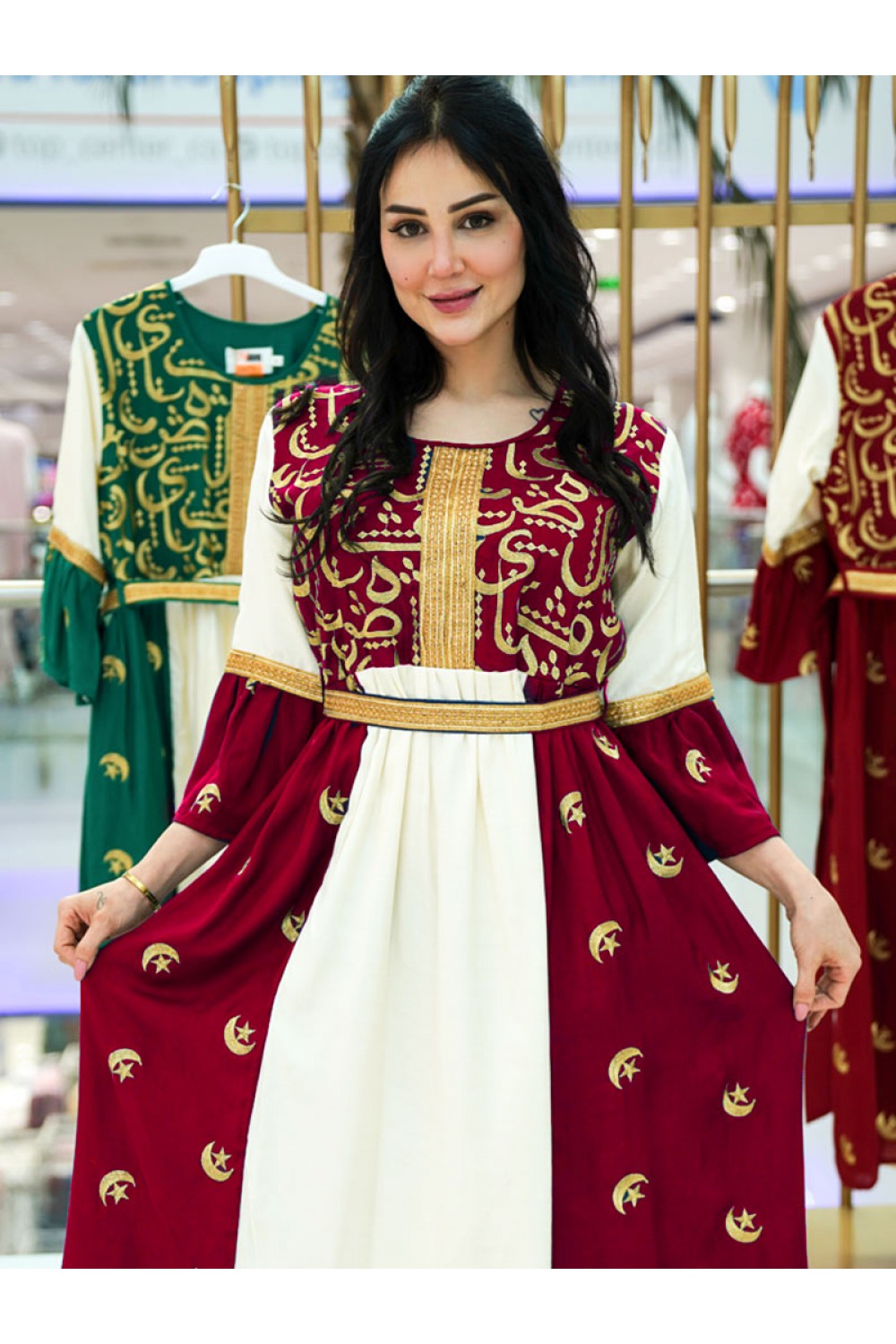 Ramadan galabia decorated with Arabic calligraphy