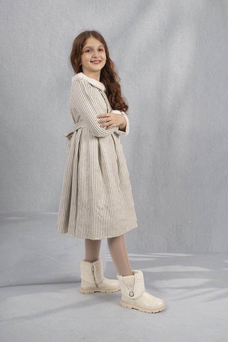 Girls winter dress, sugar color