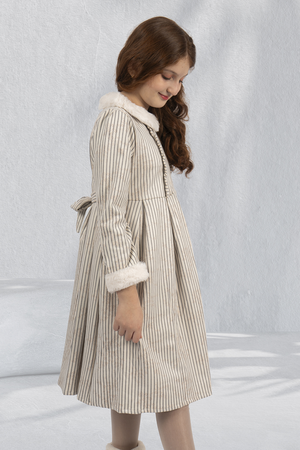 Girls winter dress, sugar color