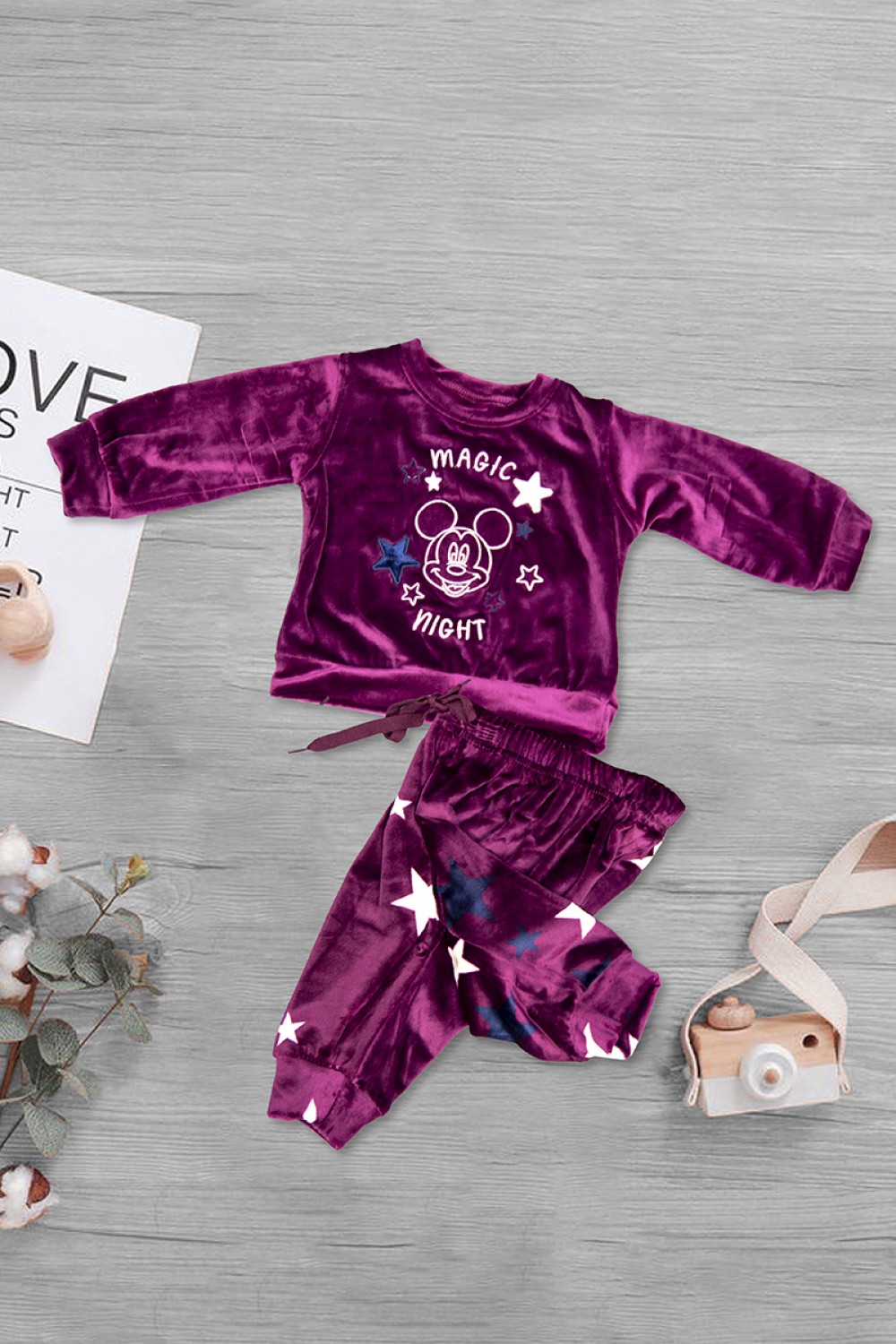 Girls' winter pajamas, two pieces of velvet fabric