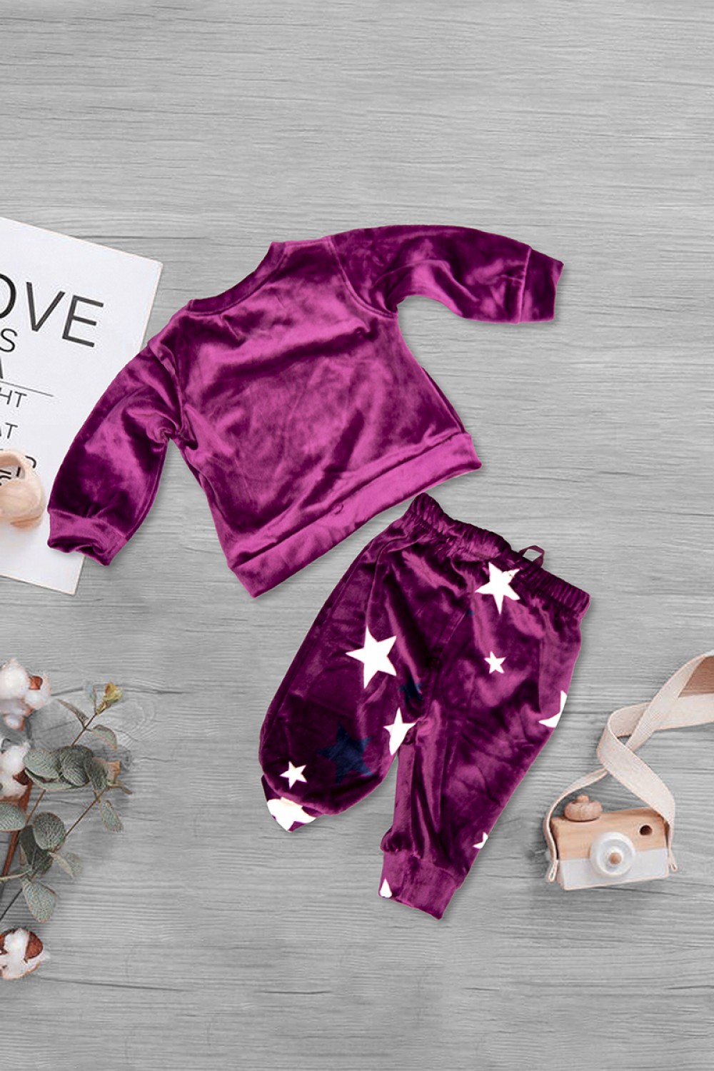 Girls' winter pajamas, two pieces of velvet fabric