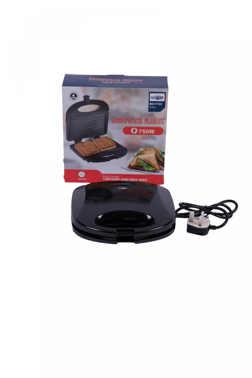 Easy-to-use sandwich heater with non-stick coating and cool handle 750W ...