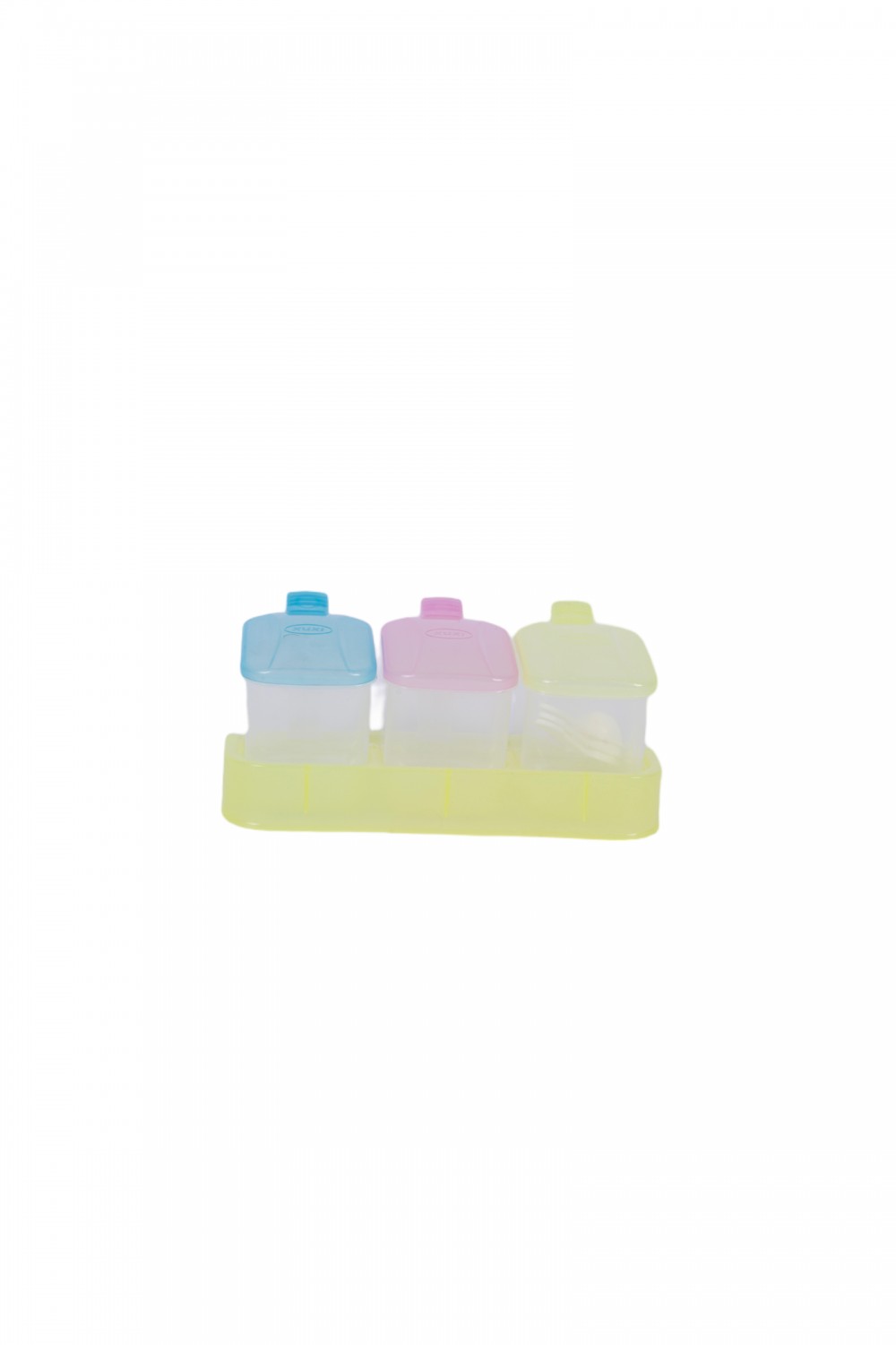 Multi-use plastic spice containers 3 cans with 3 spoons and a holder in ...