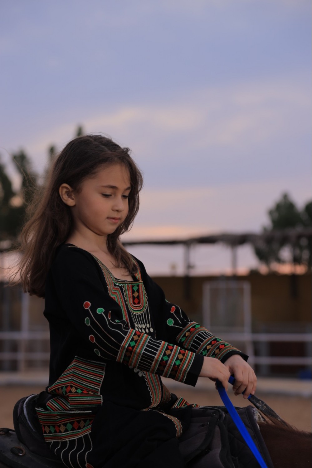 Girl's heritage Jalabiya black color Asseri embroidery and colorful ...