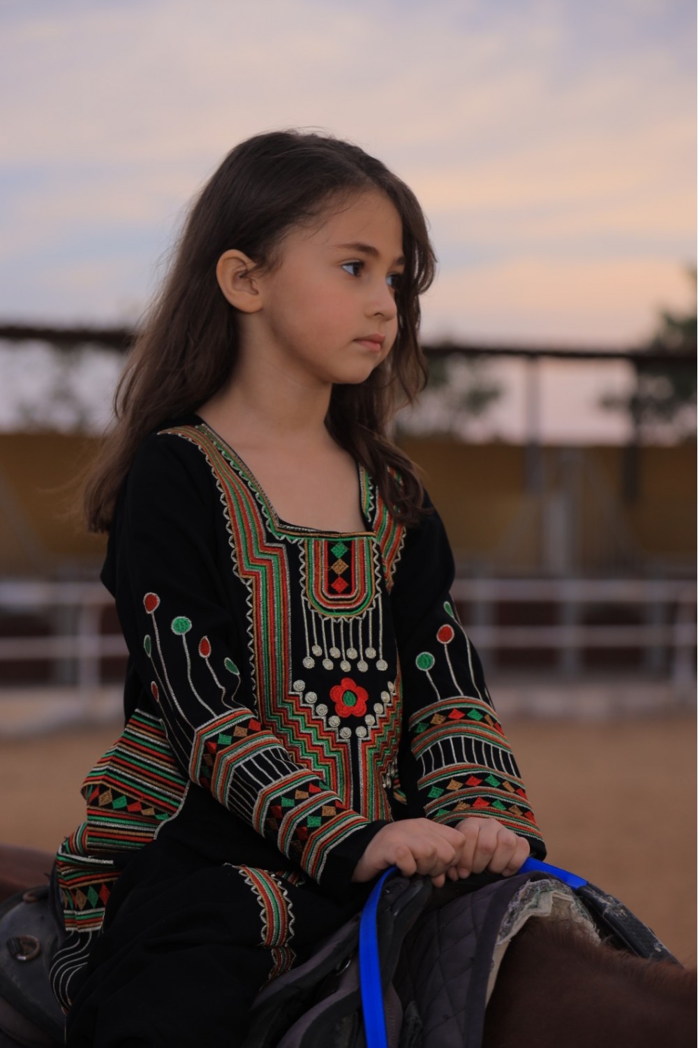 Girl's heritage Jalabiya black color Asseri embroidery and colorful ...