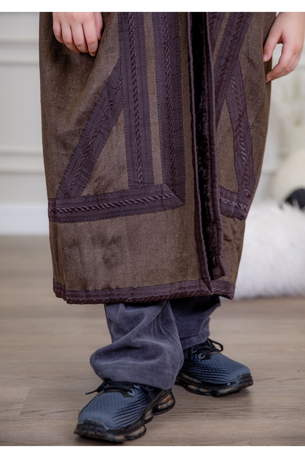 Elegant boy's fur, brown color, long sleeves
