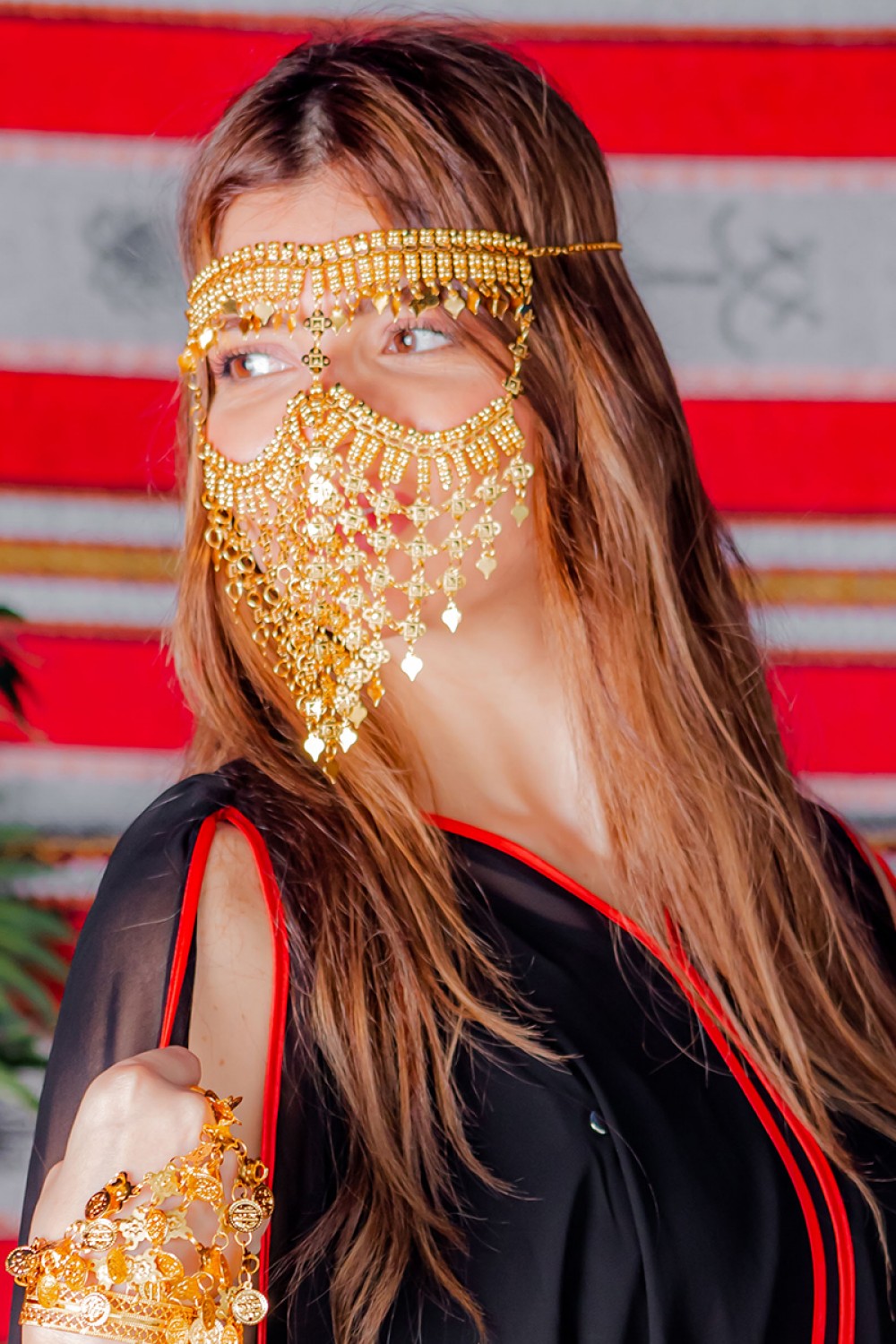 Women's gold burqa for Foundation Day - YX-02